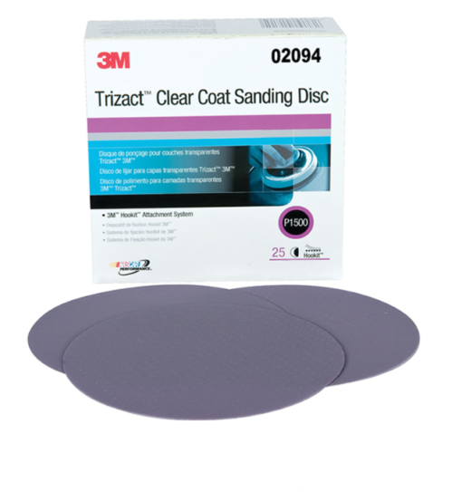 3M 02094 Trizact Clearcoat Sanding Disc 76mm Hookit, P1500. Pack Of 25 ...