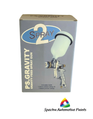 2Spray Gravity Feed General Purpose Spray Gun 1.3mm And 1.8mm Setups PS ...