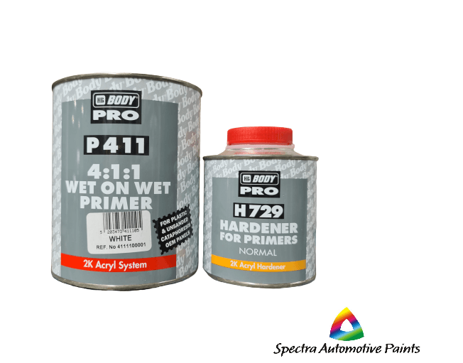 HB Body 411 Wet On Wet Primer White, 2K 1.25L Kit. 4:1:1. Automotive ...