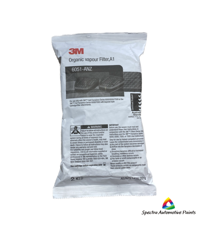 3M Organic Vapour Cartridge Filter 6051, A1. Pack Of 2 - Spectra Paints