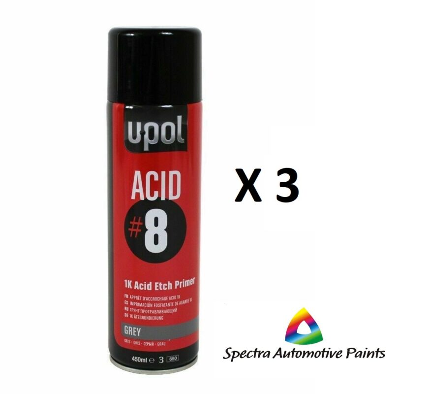 Upol Acid #8 Etch Primer 450ml Aerosol X3 - Spectra Paints