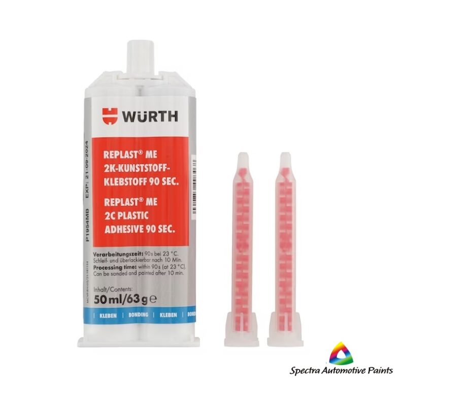 Wurth Replast Easy 2K Plastics Adhesive Fast Black 50ml - Spectra Paints
