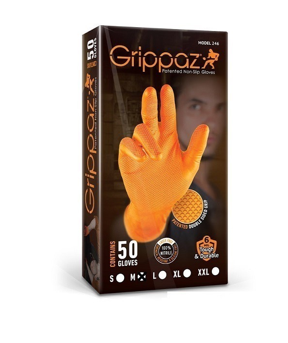 Grippaz Orange Premium Nitrile Gloves, Non Slip, Tough And Durable ...