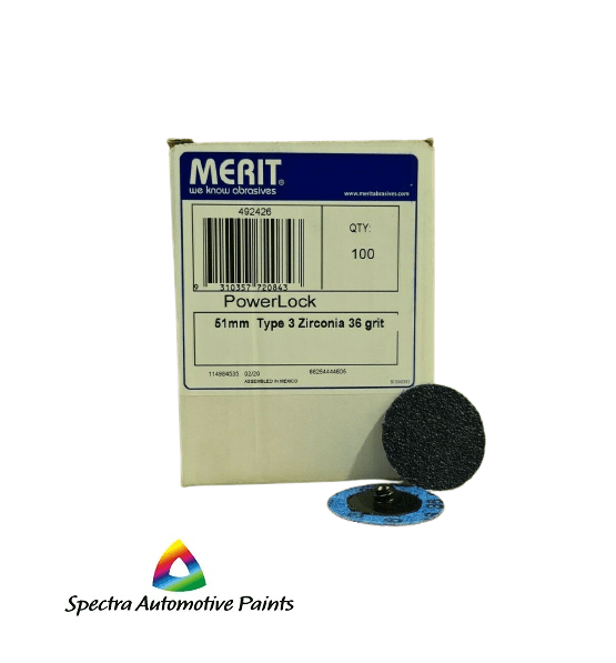 Merit Roloc Quick Change Sanding Discs 50mm/51mm, Zirconia 36 Grit. Box ...