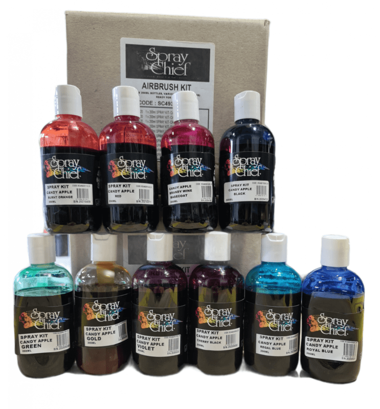 Spray Chief Candy Apple Colours Air Brush Kit, 10x 200ml Candy Colours ...