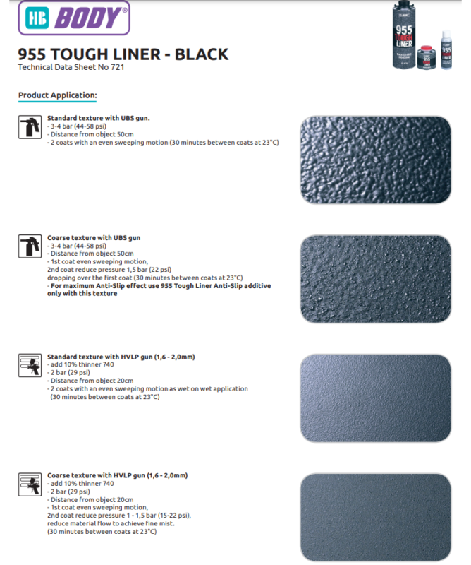 HB Body 955 BLACK Tough Liner Heavy Duty Protective Coating 4 Bottle ...