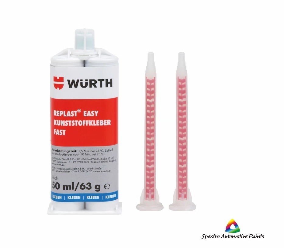 Wurth Replast Easy 2K Plastics Adhesive Fast Black 50ml - Spectra Paints