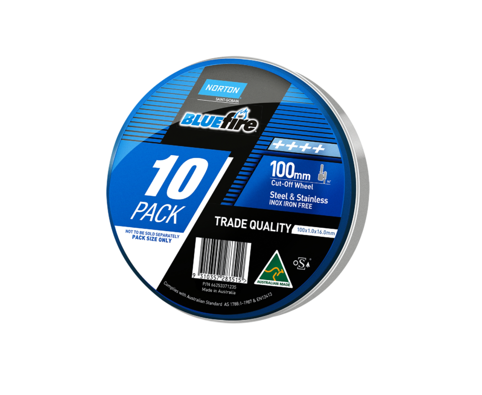 Norton Blue Fire Metal Cut-Off Wheel 100mm X 1mm X 16mm Stainless Steel ...