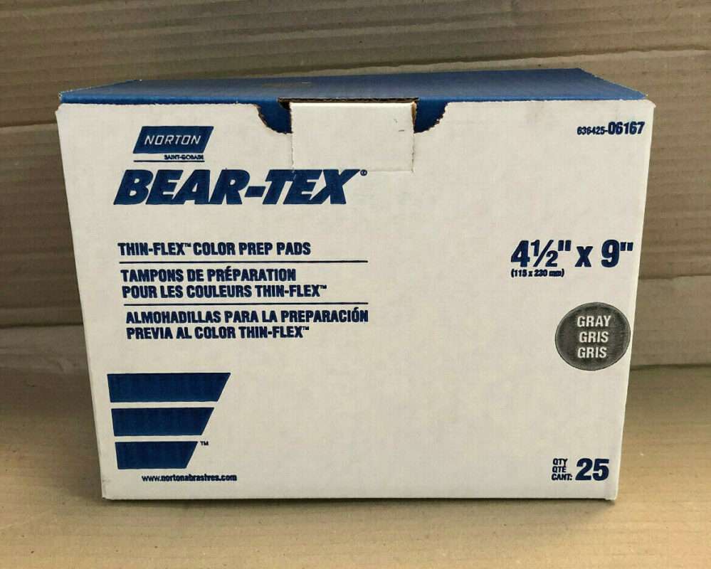 Norton BearTex Thin-Flex Pad Primer Prep, GREY Scotch. Box Of 25 Pieces ...